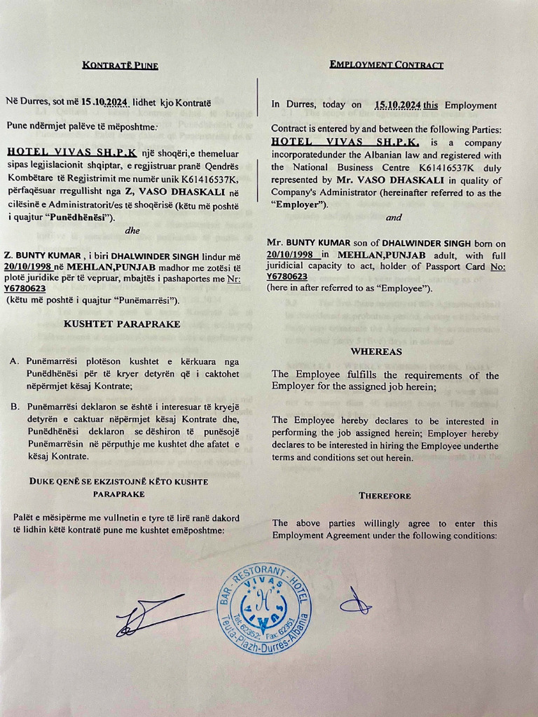 Kontrata Bunty | PDF