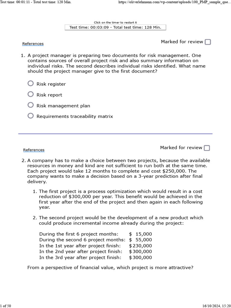 Questions Test Time - 00 - 01 - 11 - Total Test Time - 120 Min. | PDF ...