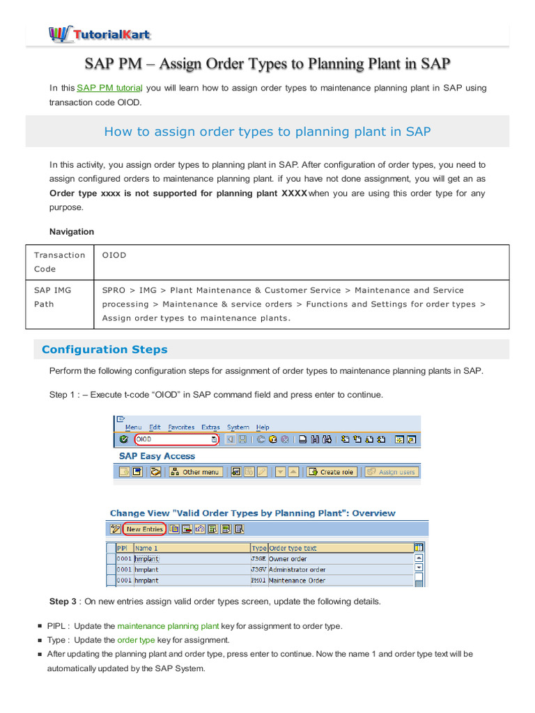 Assign Order Types To Planning Plant in Sap | PDF | Computing | Information Technology