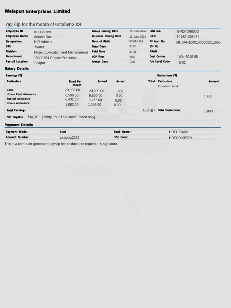 Payslip Oct.2024 | PDF
