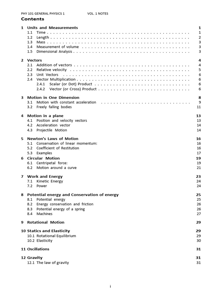 PHY 101 Vol (1). 1 | PDF | Momentum | Force