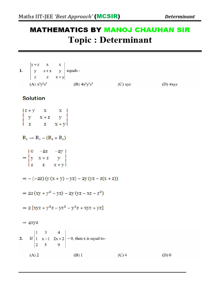 QAS Determinant Solution | PDF | Mathematics