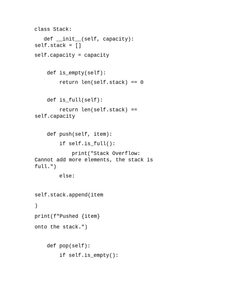 Python Stack Implementation Guide | PDF