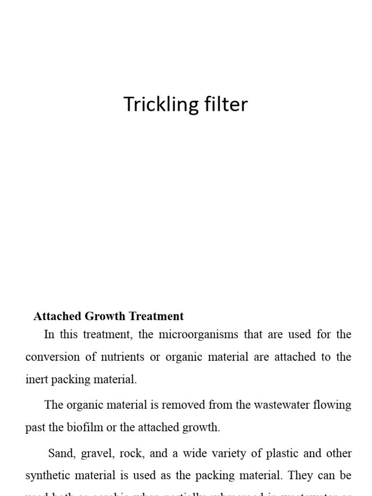 Lec12. Trickling Filter | PDF | Filtration | Biofilm