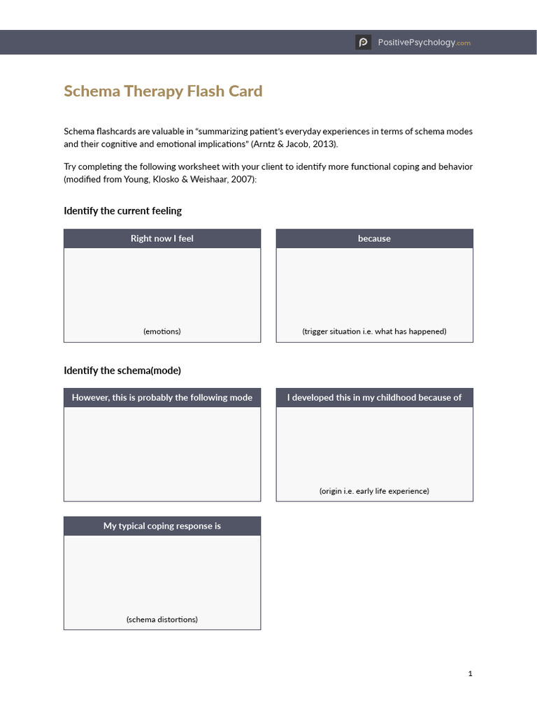 Schema Therapy Flash Card | PDF
