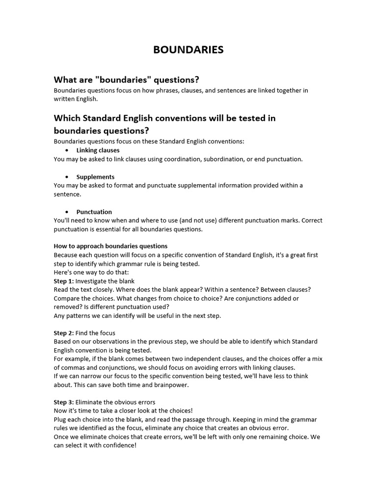 Boundaries Part I | PDF | Language Mechanics | Grammar