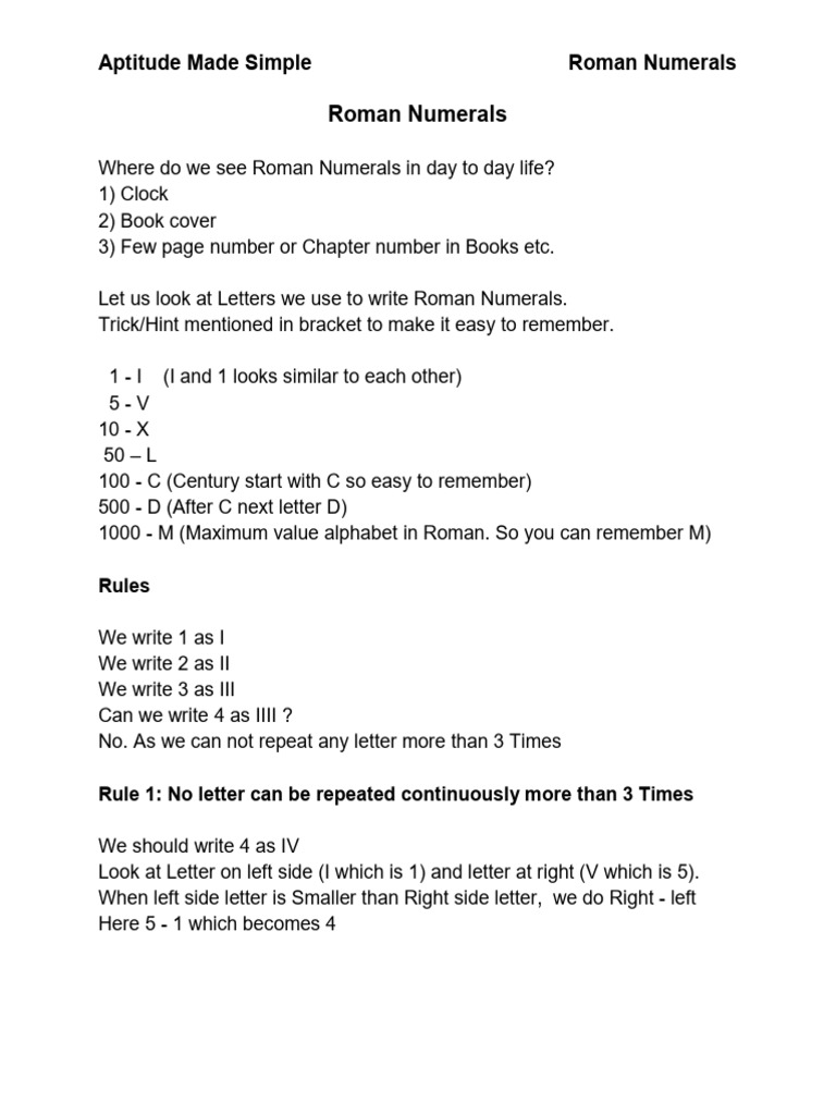 Understanding Roman Numerals Basics | PDF | Symbols | Writing