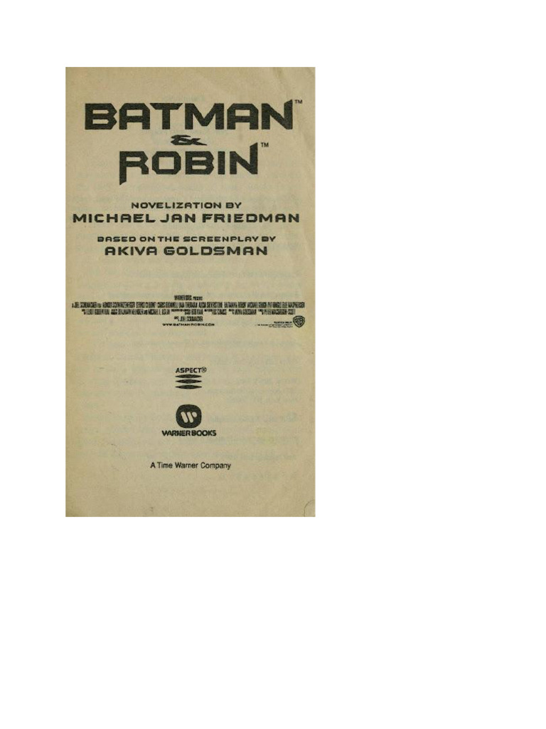 Batman and Robin Novelization | PDF