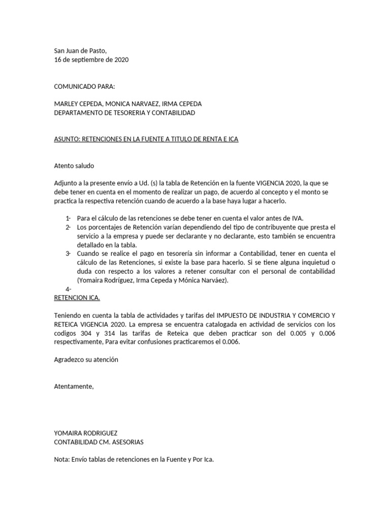 Oficio 1 Personal Contabilidad | PDF