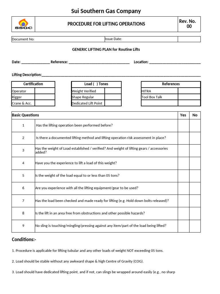 Lifting Plan | PDF | Crane (Machine) | Weight