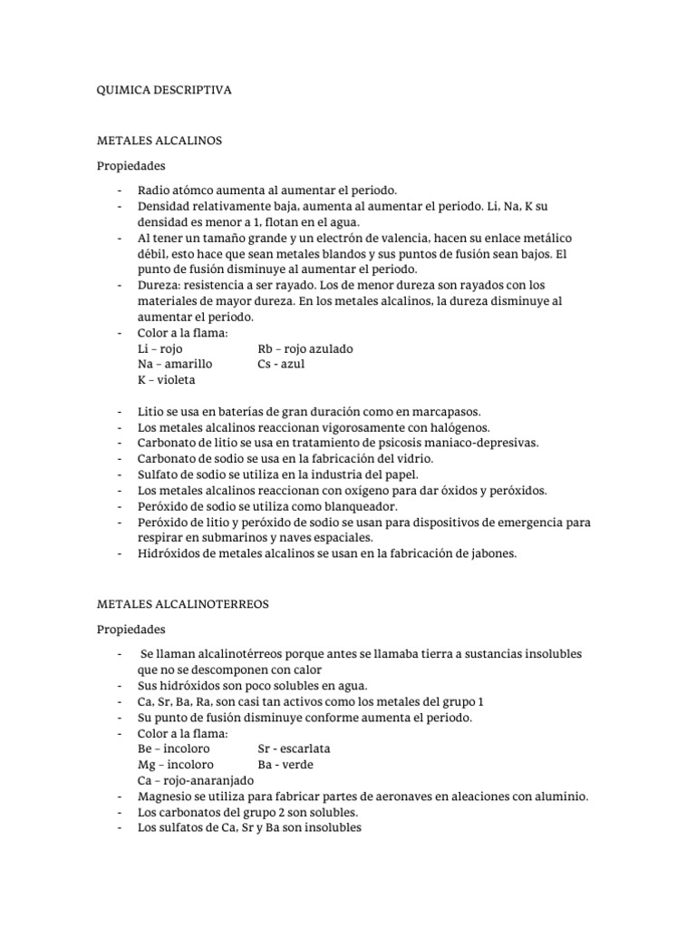 QUIMICA DESCRIPTIVA | PDF | Rieles | Elementos químicos