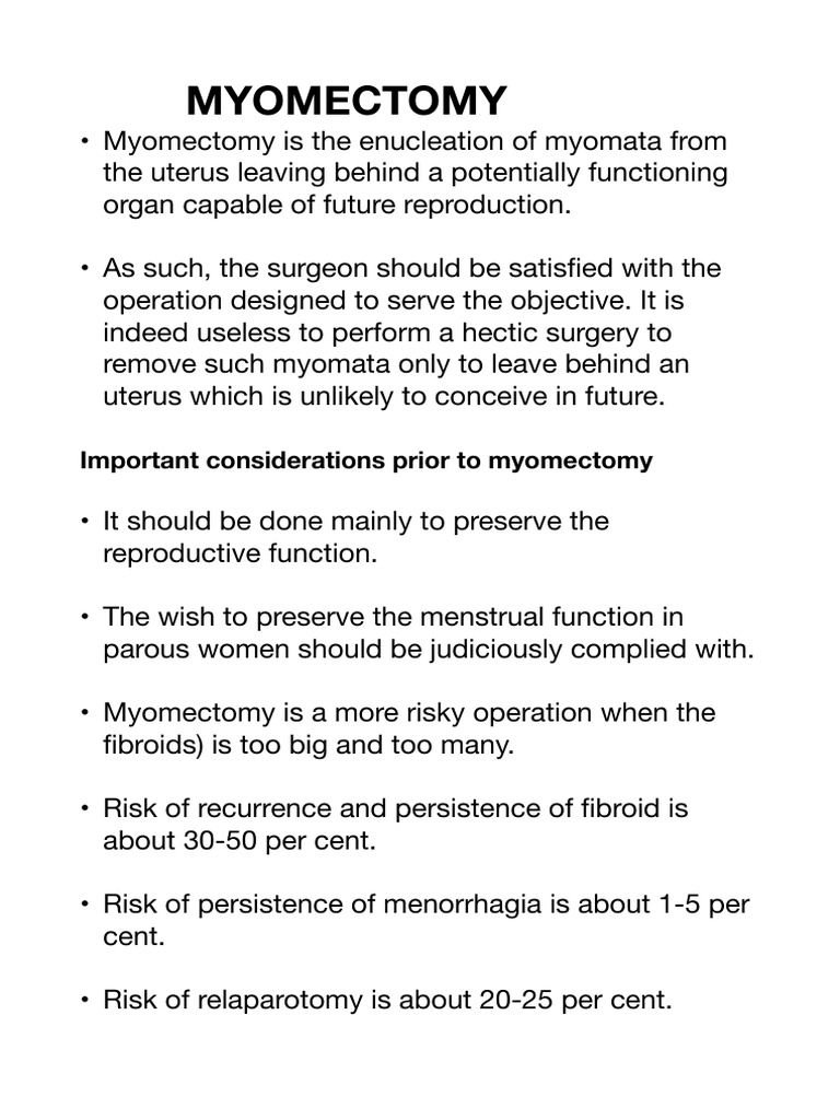 Myomectomy 2 | PDF | Uterus | Gynaecology