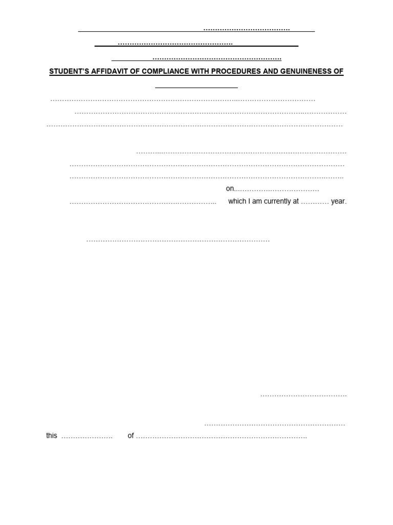 Student Affidavit for University Admission | PDF