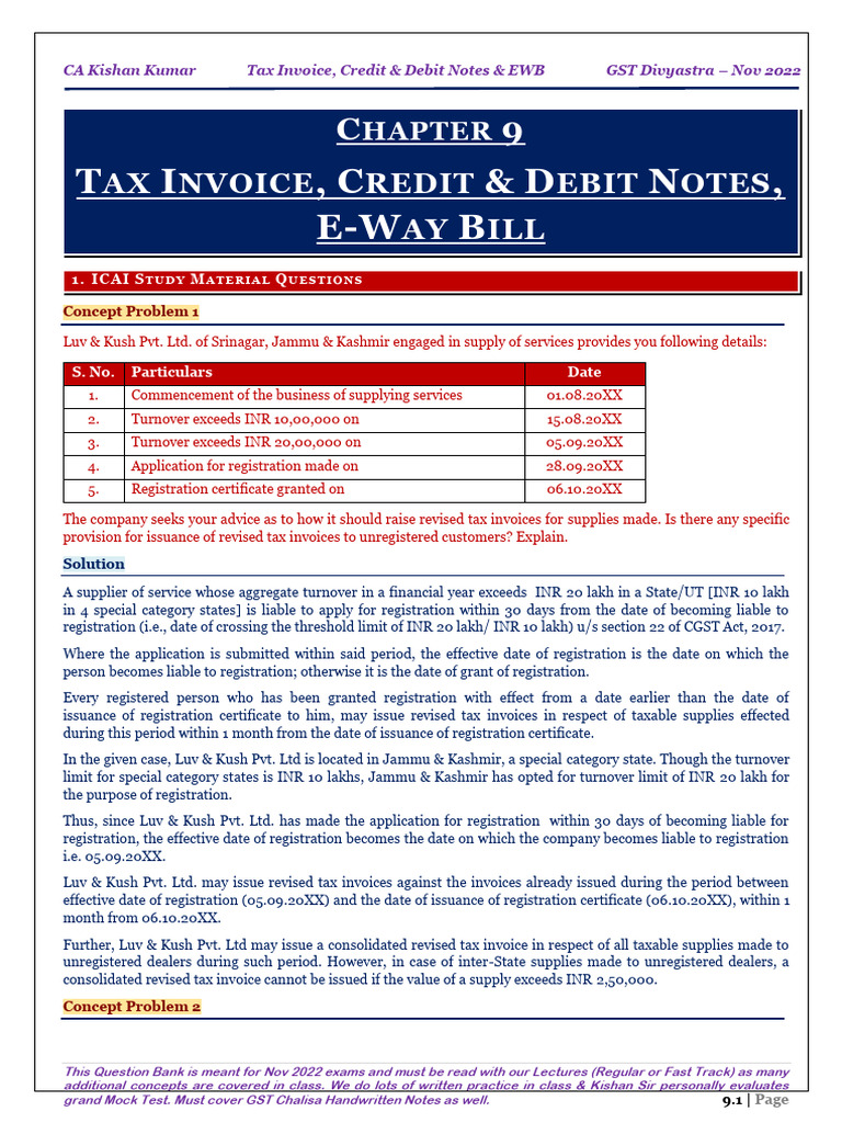 GST Divyastra CH 9 Tax Invoice Credit and Debit Notes R 1 | PDF ...
