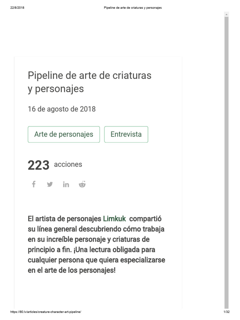 Limkuk Pipeline de Arte de Criaturas y Personajes | PDF | Licuadora (Software)
