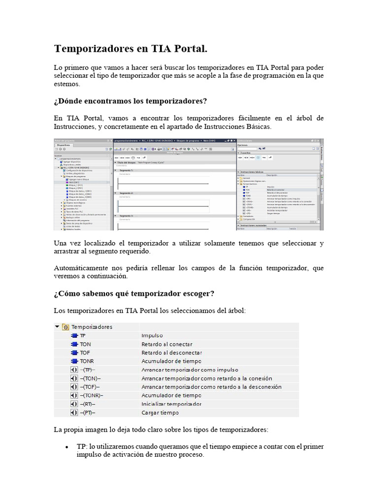Temporizadores en TIA Portal | PDF | Álgebra de Boole | Enseñanza de ...