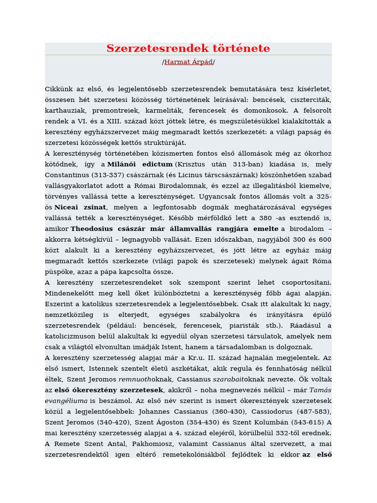 Szerzetes Rendek | PDF