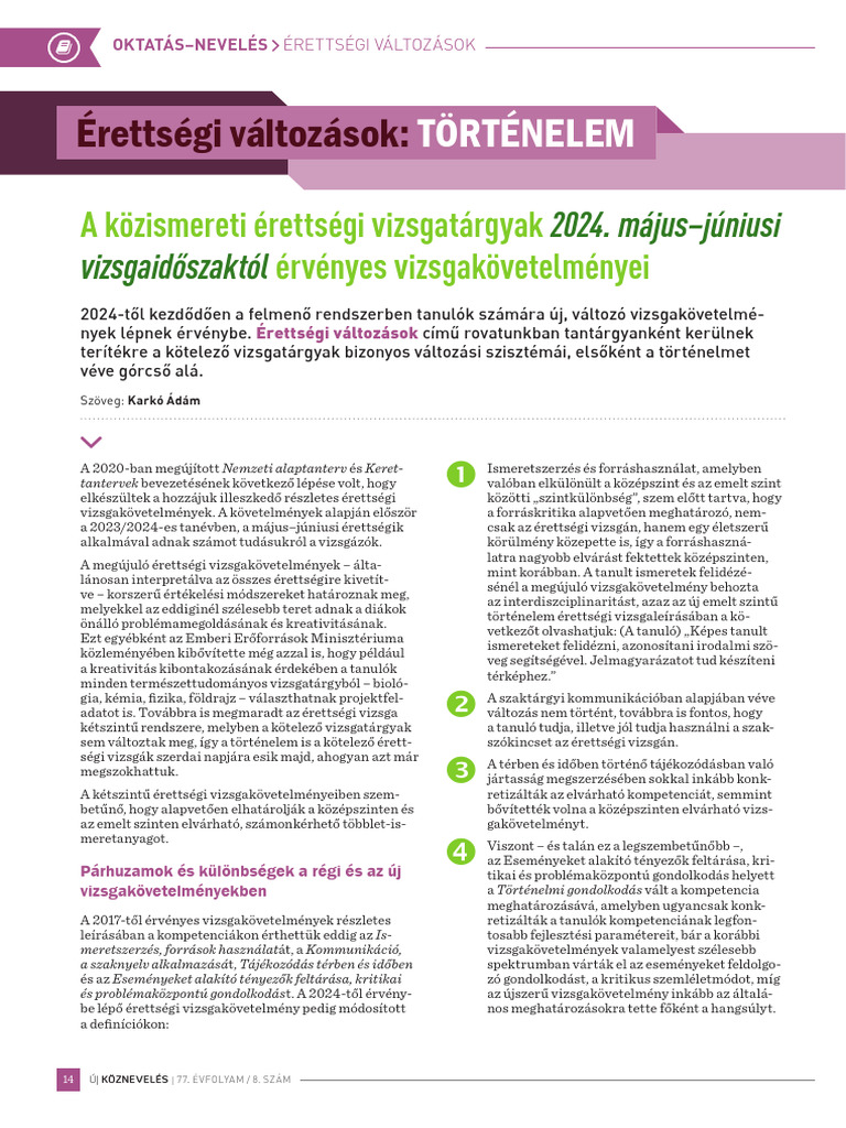 UKN 2108 14 Erettsegi Valtozasok Tortenelem | PDF