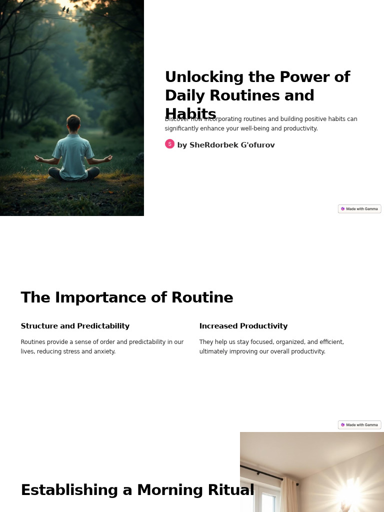 Enhance Well-Being with Daily Routines | PDF | Habits | Meditation