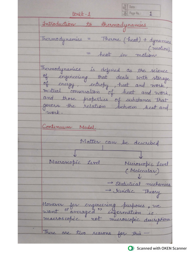 Unit 1 (Notes) Introduction To Thermodynamics - Dr. Garima Chanana | PDF