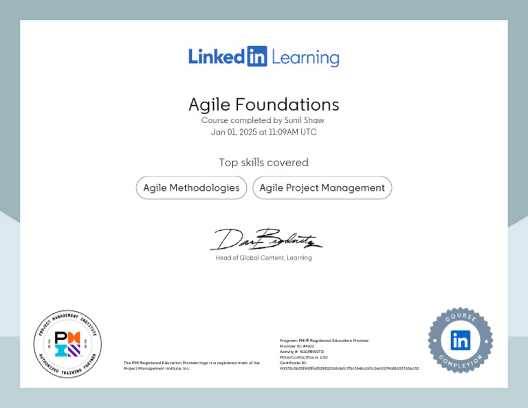 CertificateOfCompletion_Agile Foundations (2) | PDF