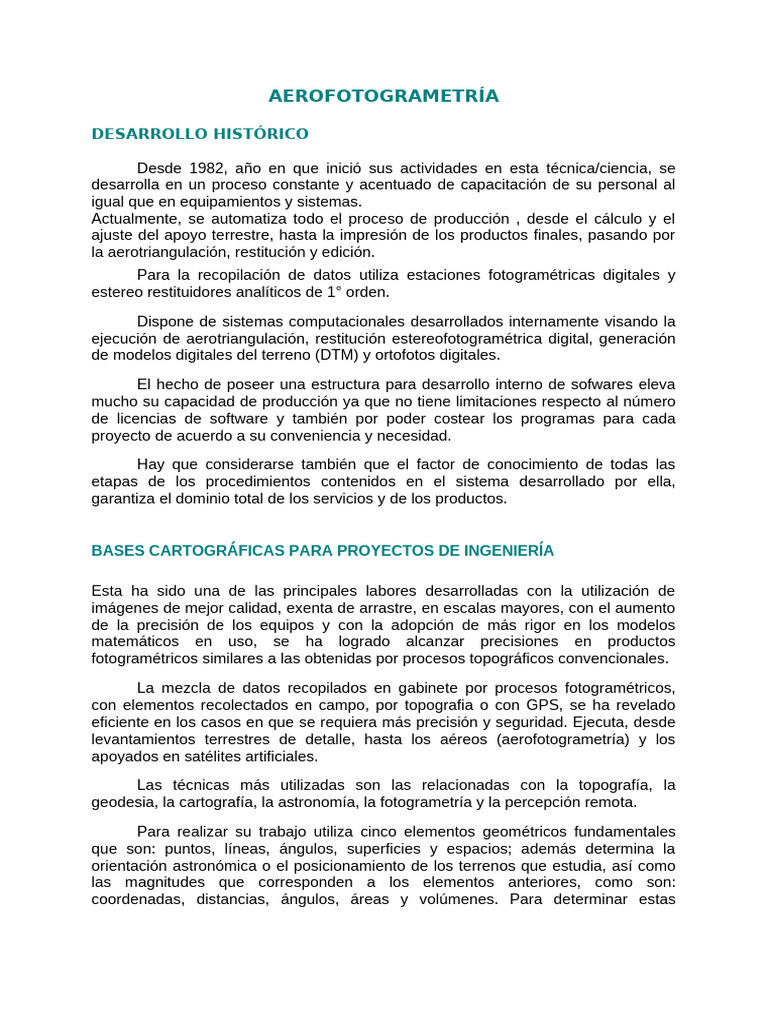 Aerofotogrametría: Historia y Aplicaciones | PDF | Rotación | Geodesia