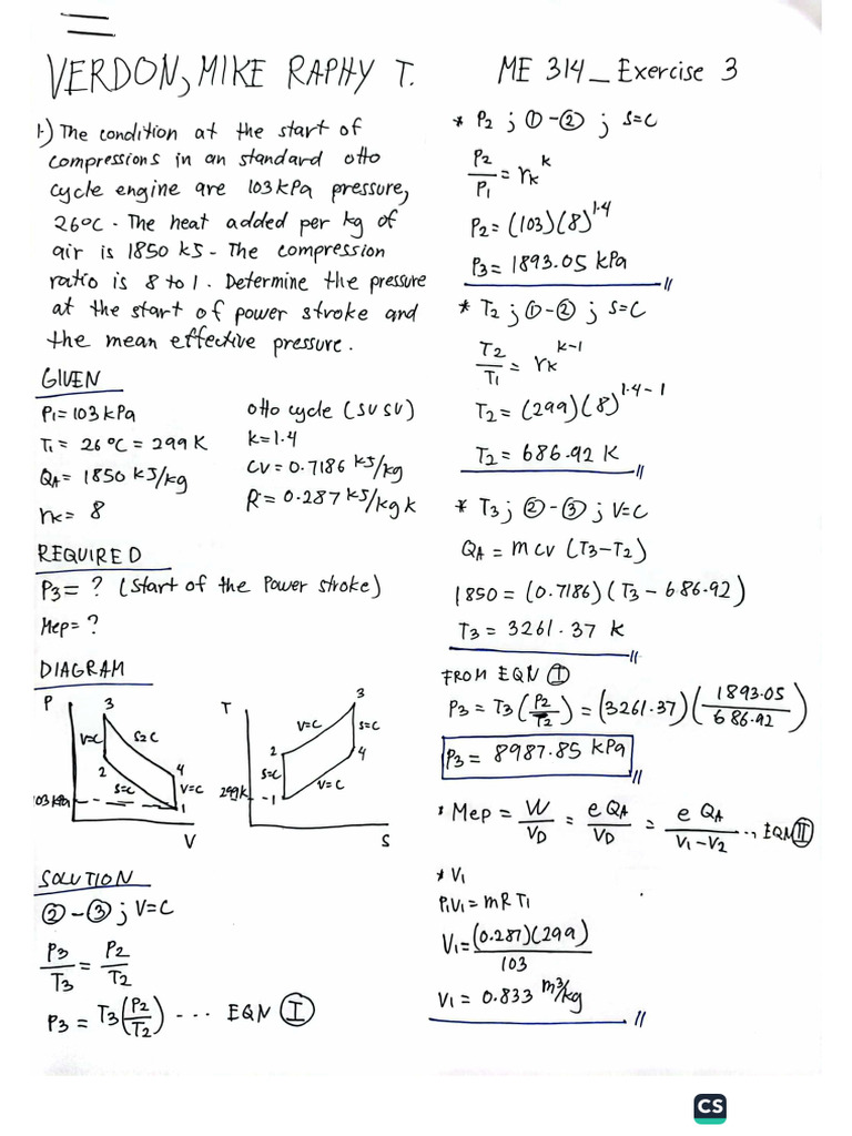 Verdon ME4A - Exercise 3 - ME 314 | PDF
