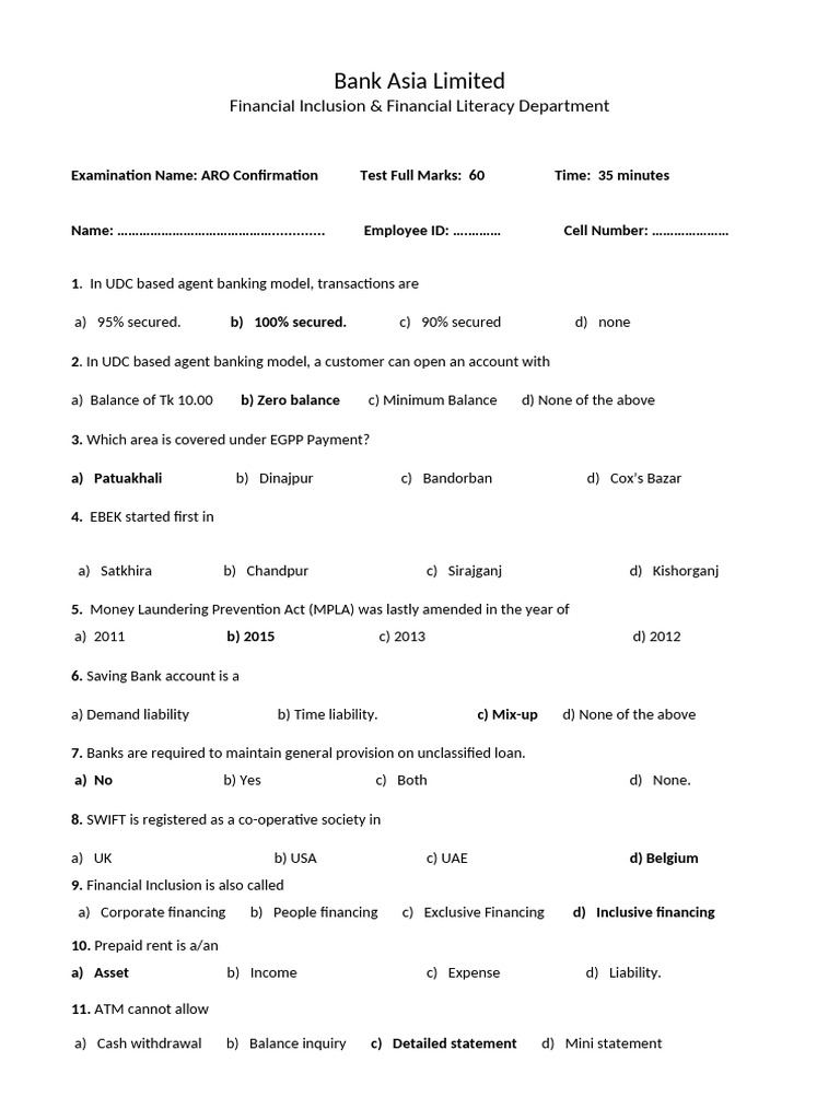 Model Test 3 (overall) | PDF | Banks | Articles Of Association