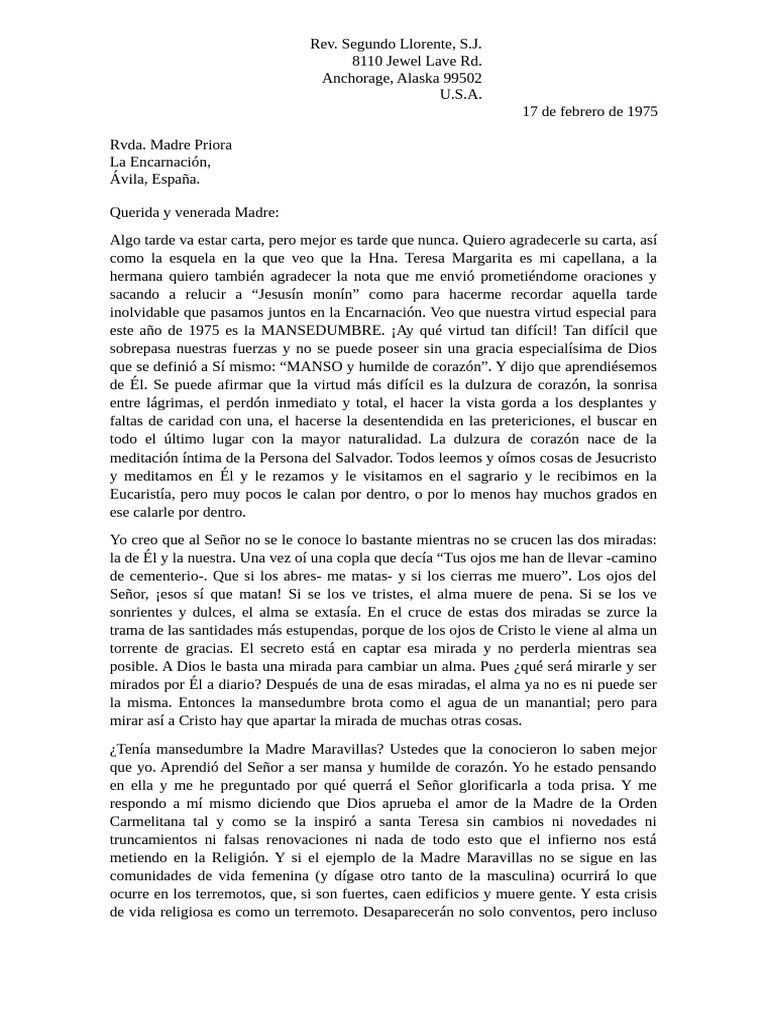 Segundo Llorente Carta | PDF | Teresa De Ávila | Cristo (título)