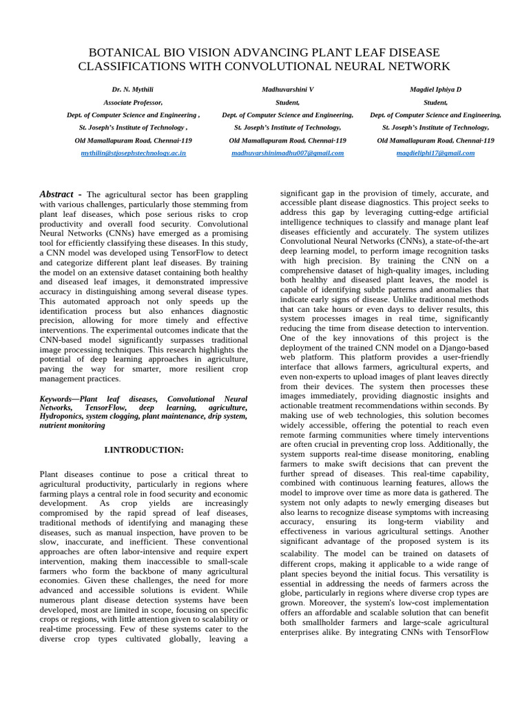 Plant Leaf Disease Detection | PDF | Artificial Neural Network | Deep ...