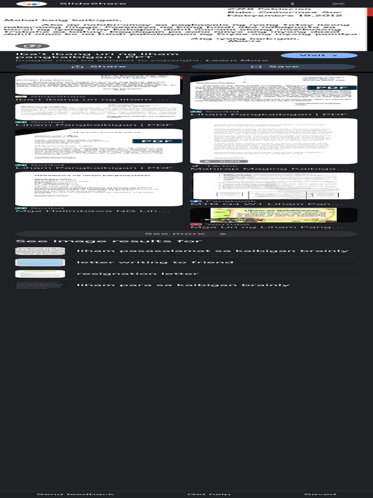 Halimbawa Liham Sa Kaibigan - Google Search | PDF