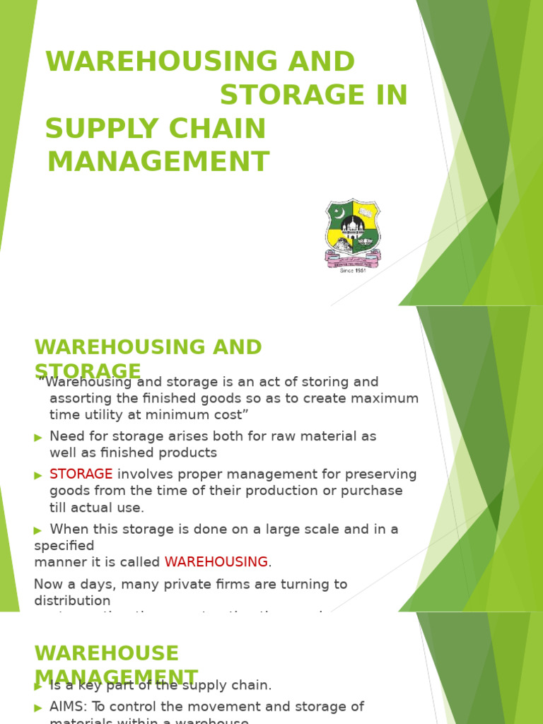 Warehousing and Storage in SCM | PDF | Warehouse | Inventory
