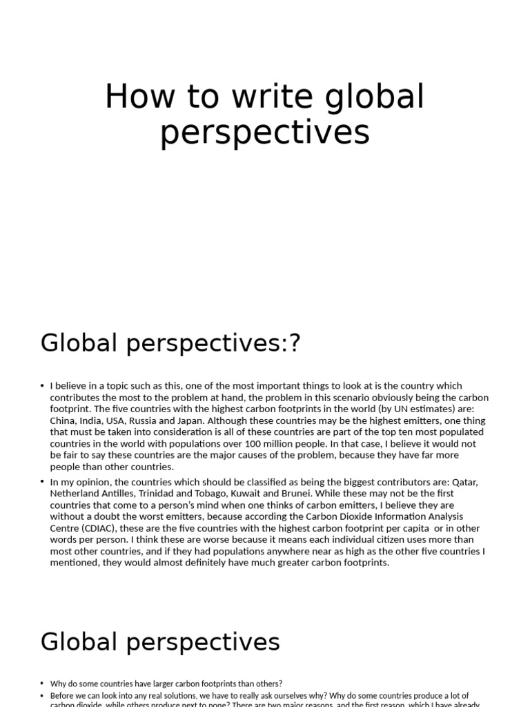 How To Write Global Perspectives | PDF | Carbon Footprint