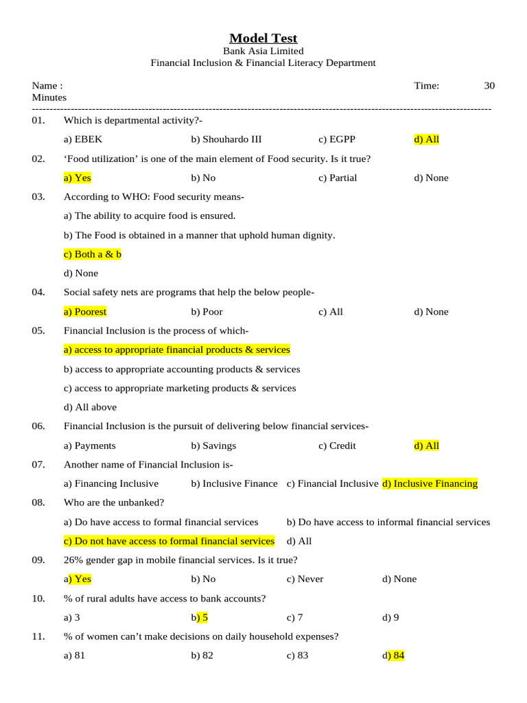 Model Test-6 (overall) | PDF | Debt | Banks