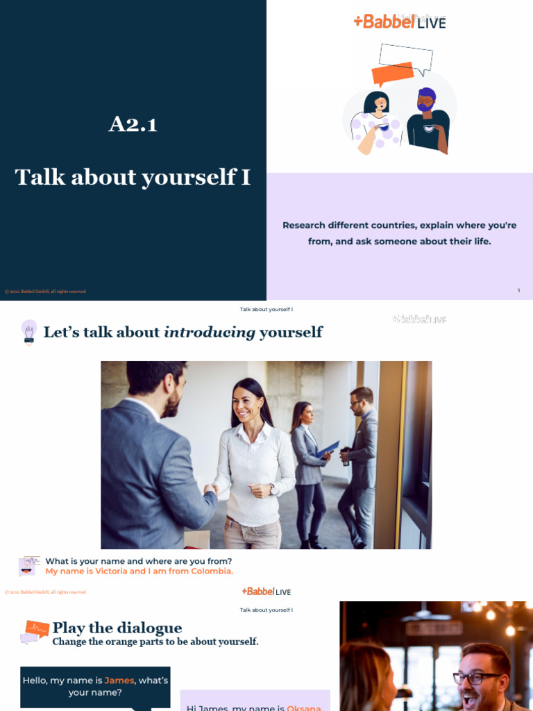 Introduce Yourself: Language Practice Guide | PDF