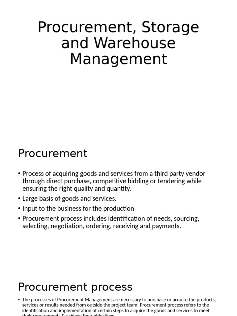 Procurement, Storage and Warehouse Management | PDF | Procurement | Supply Chain