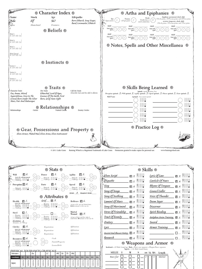 Ada Character Sheet | PDF