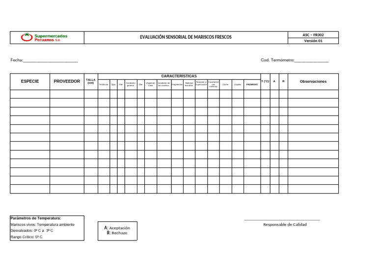 ASC - FR302 Evaluación Sensorial de Mariscos Frescos | PDF