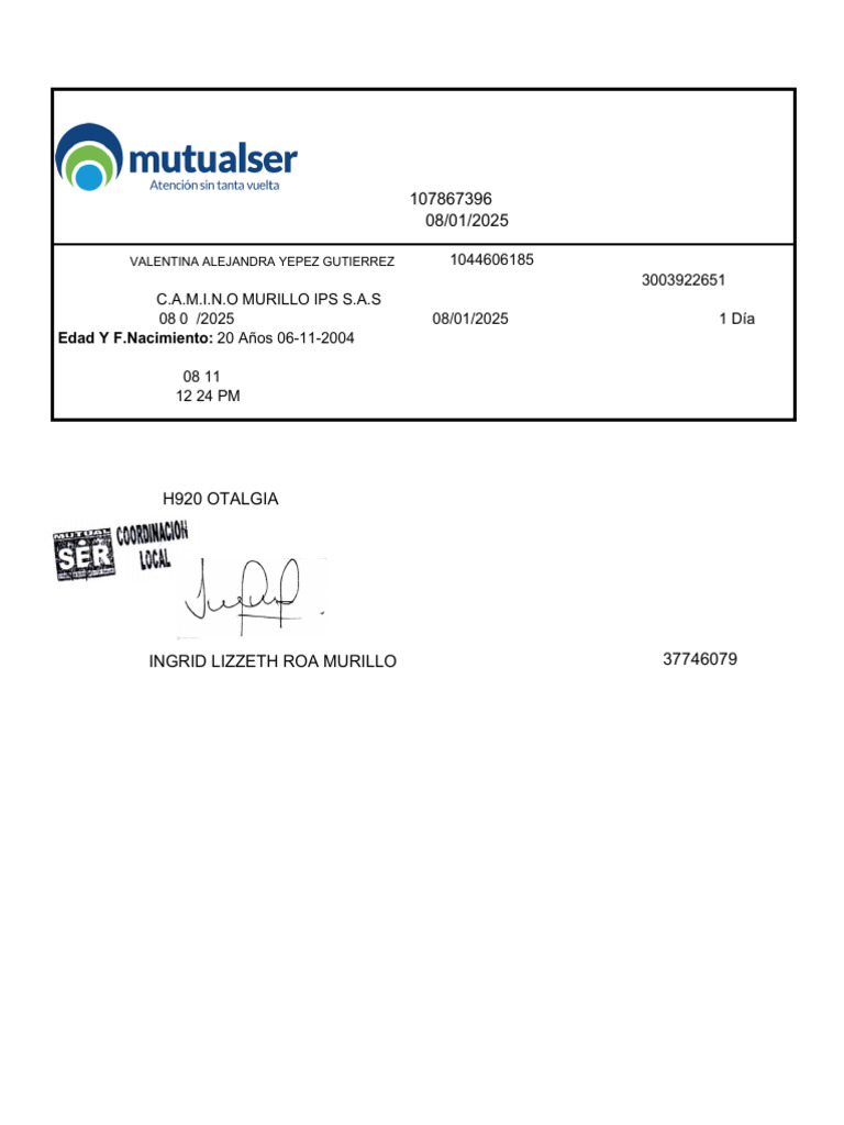 Incapacidad Valentina 33333 | PDF