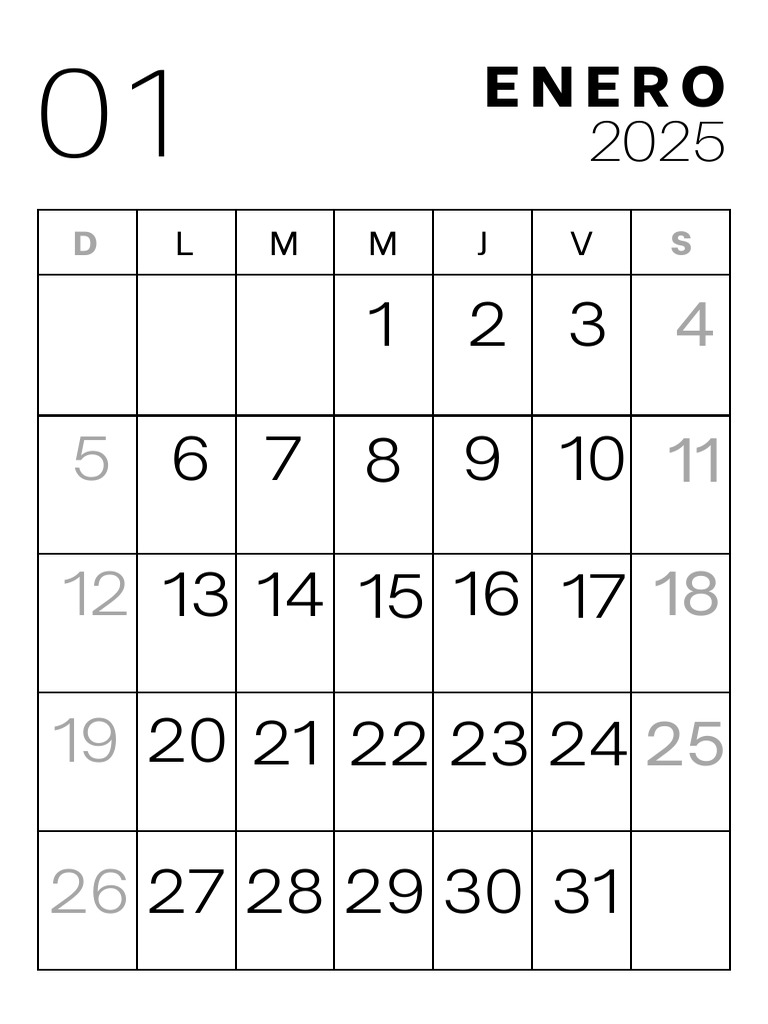 Calendario 2025: Enero y Febrero | PDF