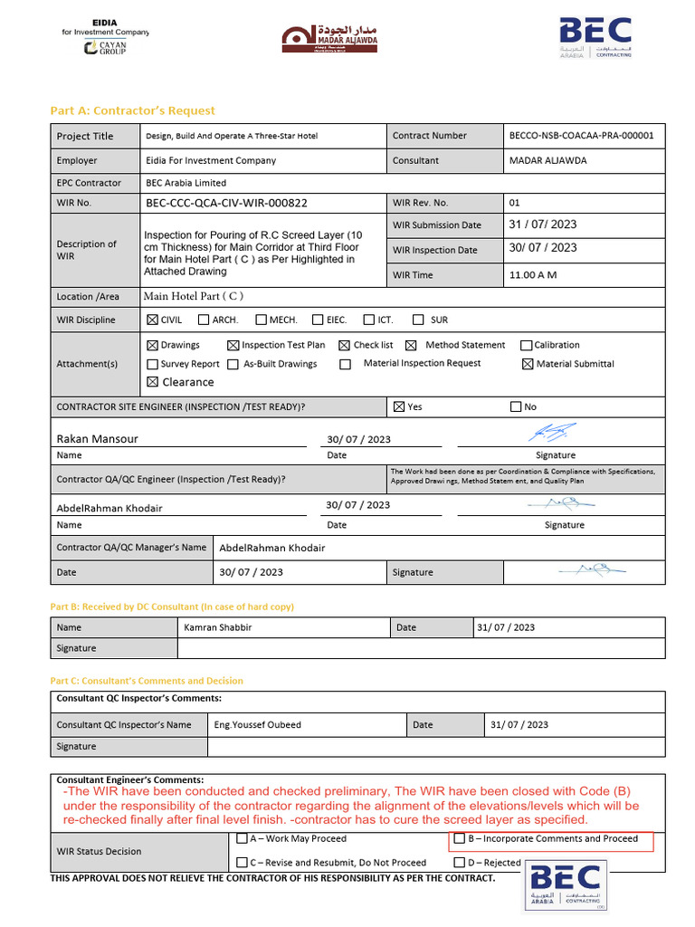 Bec CCC Qca Civ Wir 000822 01 | PDF | Concrete | Architectural Elements