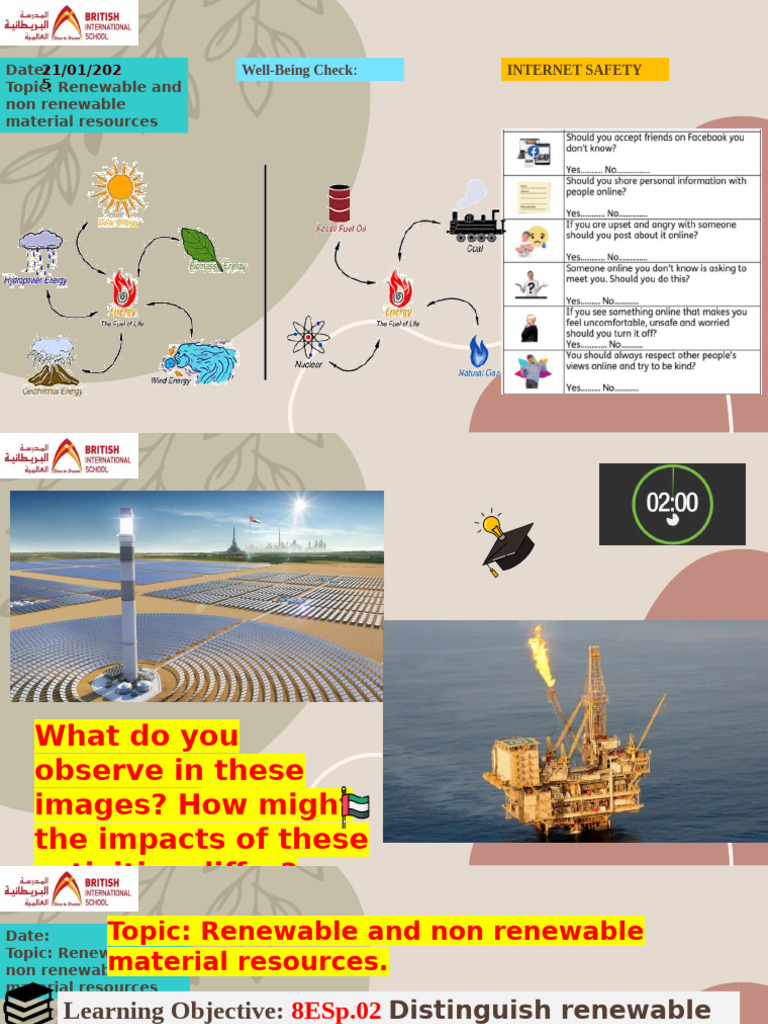 RGR 8 Lesson 3 RENEWABLE AND NON RENEWABLE MATERIALS | PDF | Renewable Resources | Renewable Energy