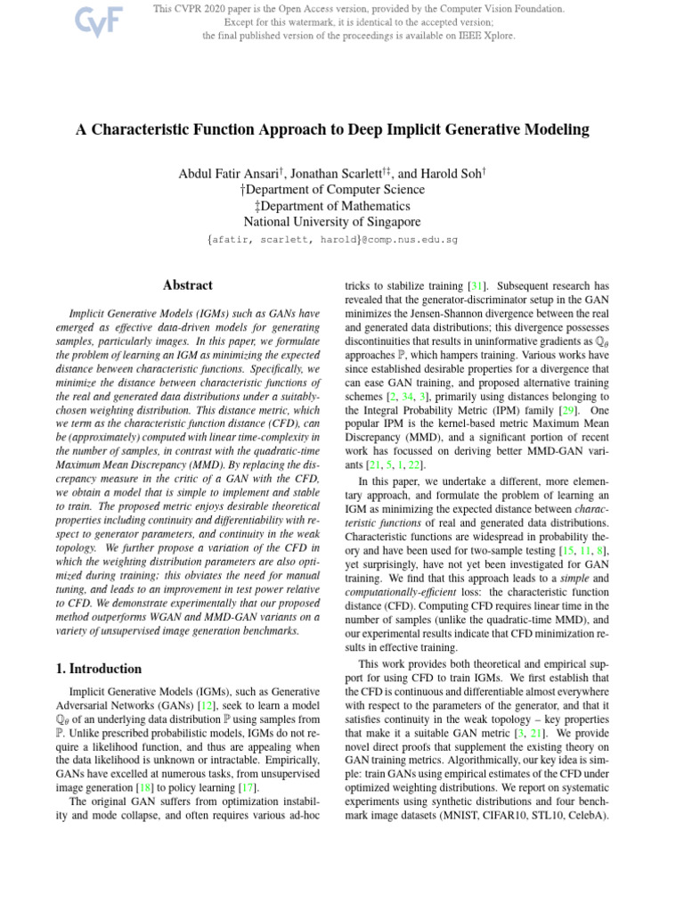 Ansari A Characteristic Function Approach To Deep Implicit Generative ...
