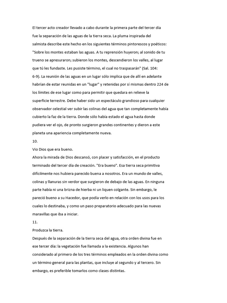 El Tercer Acto Creador Llevado A Cabo Durante La Primera Parte Del Tercer Día | PDF | Arboles ...