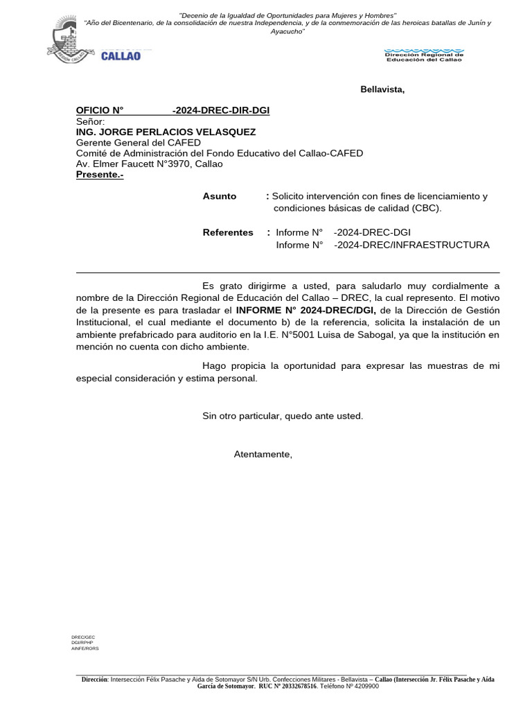 Proyecto de OFICIO A GRI 5001 | PDF