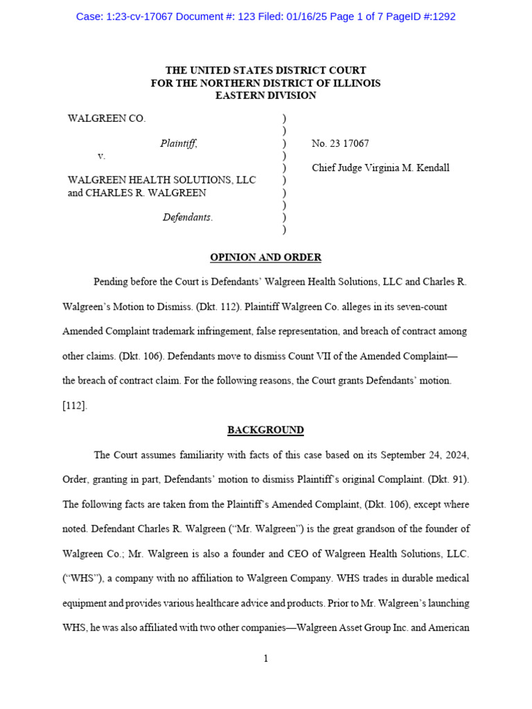 Walgreen Co. v. Charles R. Walgreen | PDF | Ashcroft V. Iqbal | Justice