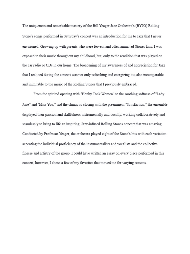 MUSC 151 The Rolling Stones Concert 1 | PDF