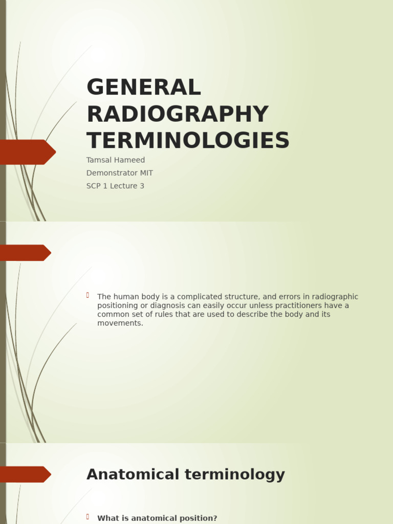 Radiography Terminology Guide | PDF | Anatomical Terms Of Motion ...