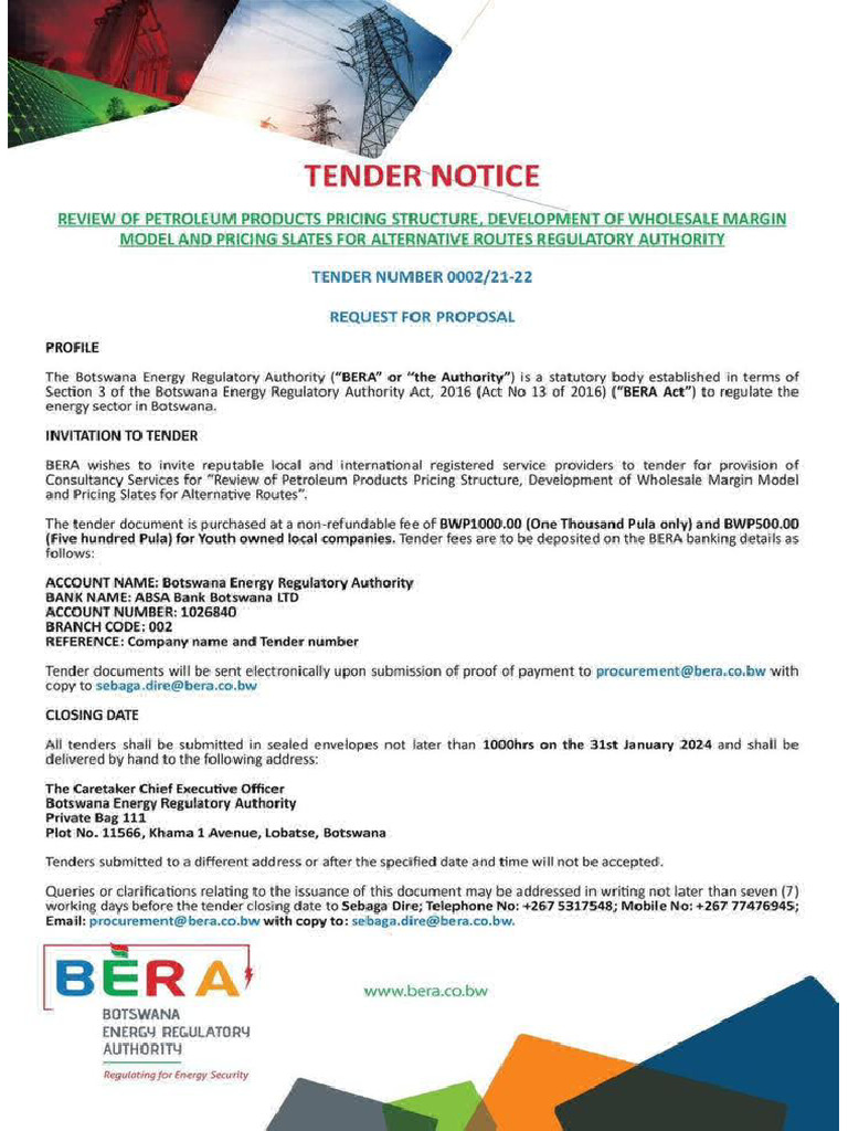 BERA Tender Notice | PDF