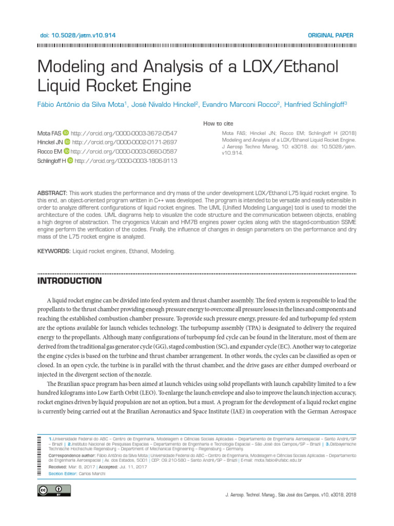 Modeling and Analysis of A LOX Ethanol L | PDF | Rocket Propellant ...